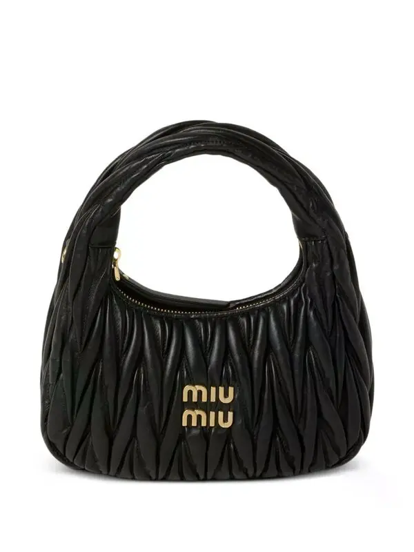Miu Miu Wander Matelassé Nappa Leather Shoulder Bag - Black