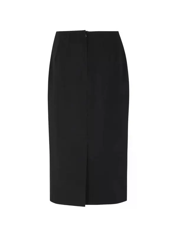 Dolce & Gabbana Double Wool Crêpe Straight Skirt With Back Slit - Black