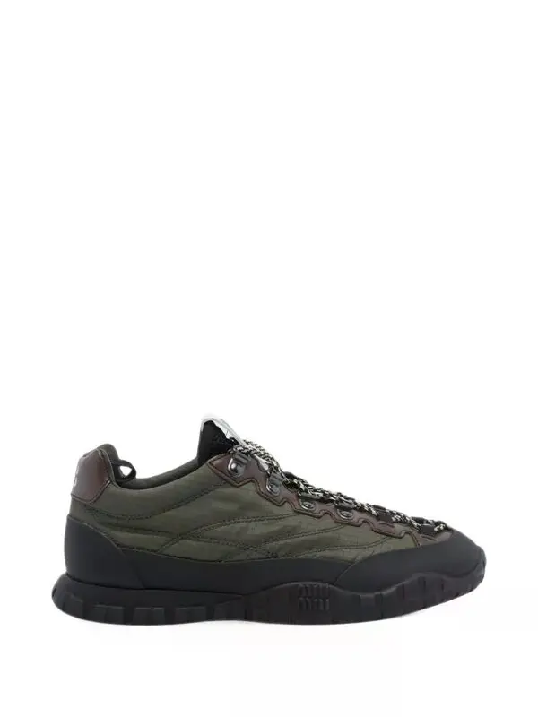 Miu Miu Technical Fabric And Leather Sneakers - Green