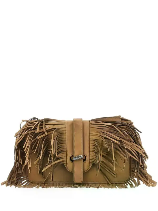 Emporio Armani Boteh Capsule Fringe-detail Shoulder Bag - Neutrals