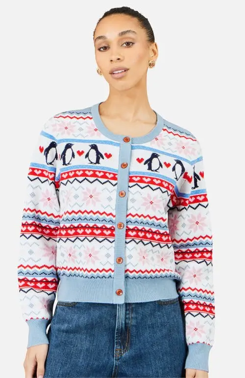 YUMI Penquin Fairisle Cardigan