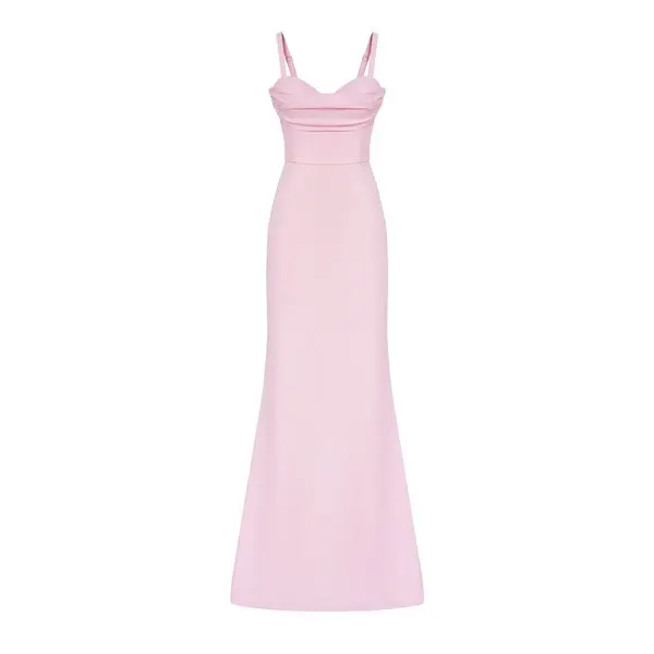 POST MERIDIEM Maxi Dress With Gathered Bodice - Pink
