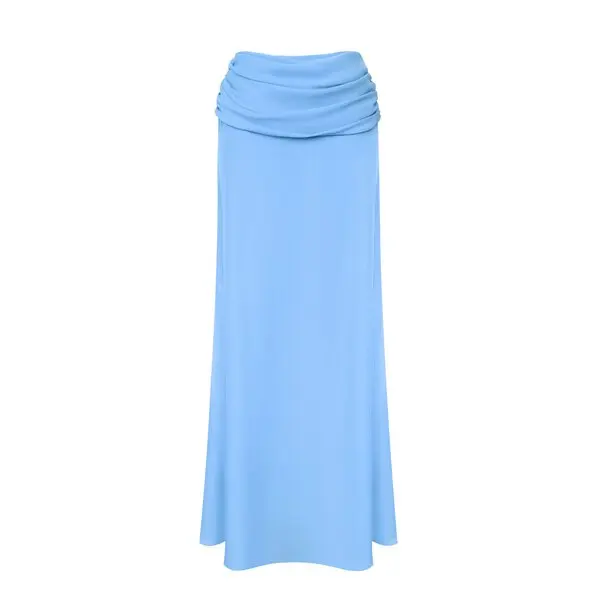 POST MERIDIEM Chiffon Maxi Skirt With Draping - Blue