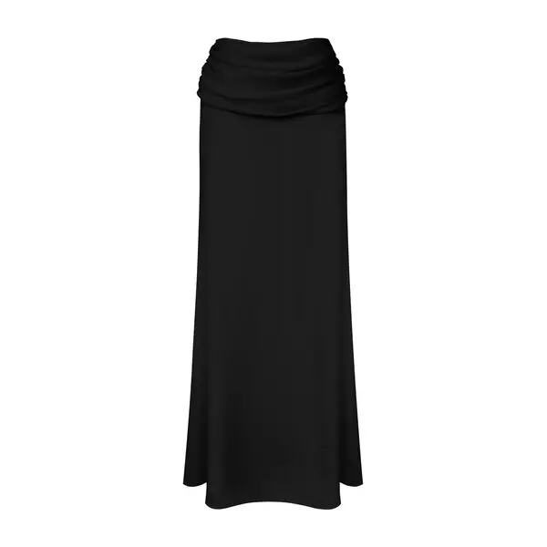 POST MERIDIEM Chiffon Maxi Skirt With Draping - Black