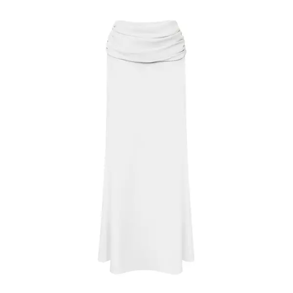 POST MERIDIEM Chiffon Maxi Skirt With Draping - White