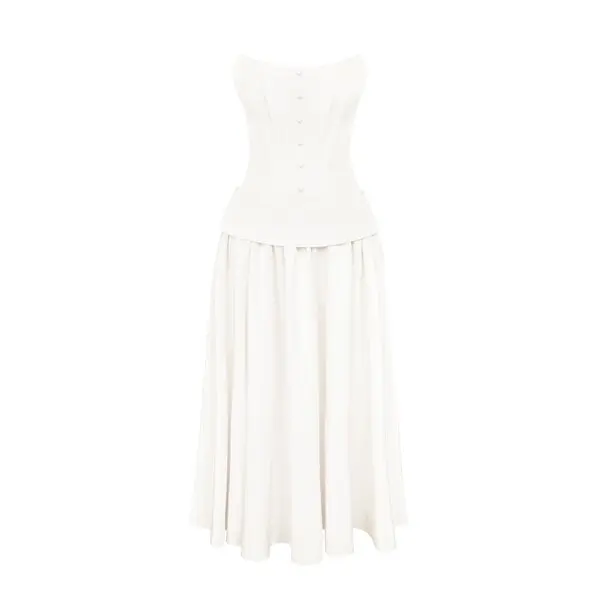 POST MERIDIEM Buttoned Corset And Lapel Skirt