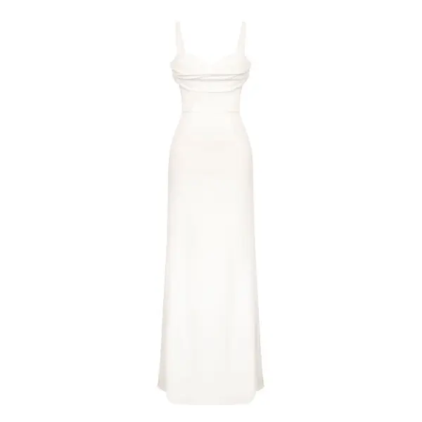 POST MERIDIEM Milk Maxi Dress With Gathered Bodice - White
