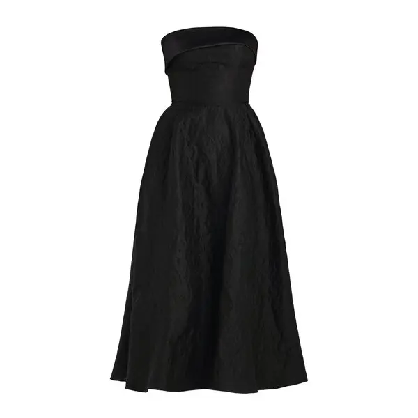 POST MERIDIEM Jacquard Midi Dress With Turn-up - Black