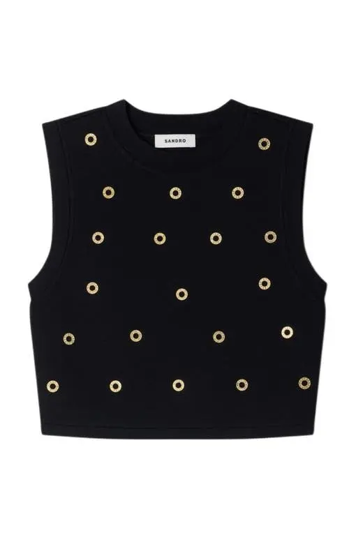 Sandro Studded Knit Top