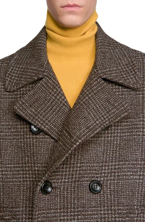 Sandro Check Wool Double-breasted Coat