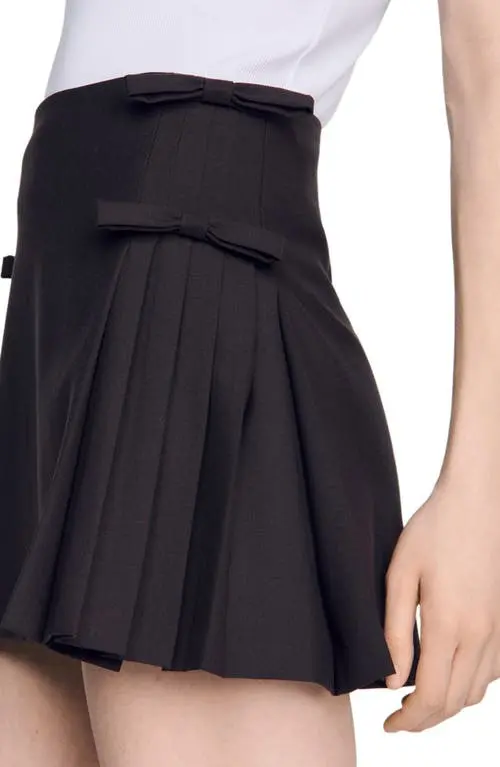 Sandro Short Pleated Wool Skirt