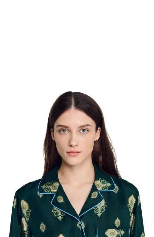 Sandro Paisley Print Pyjama Shirt - Green