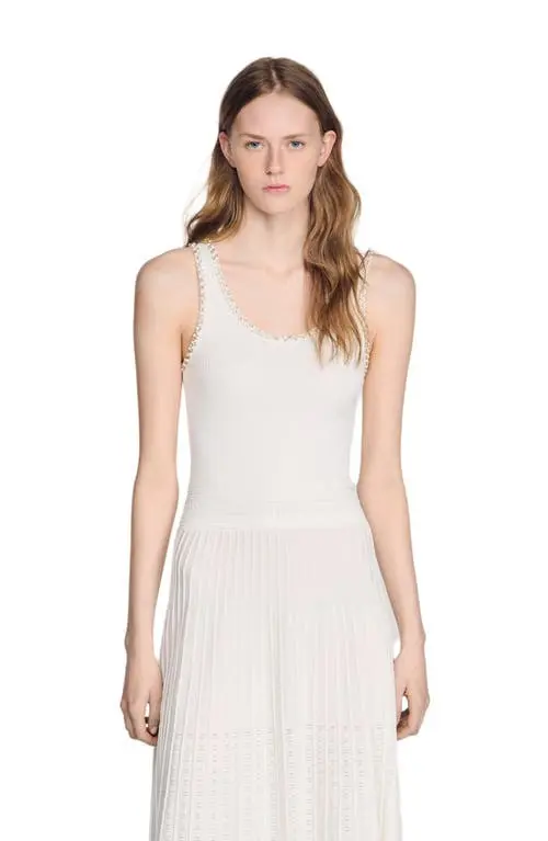 Sandro Rhinestone Knit Maxi Dress