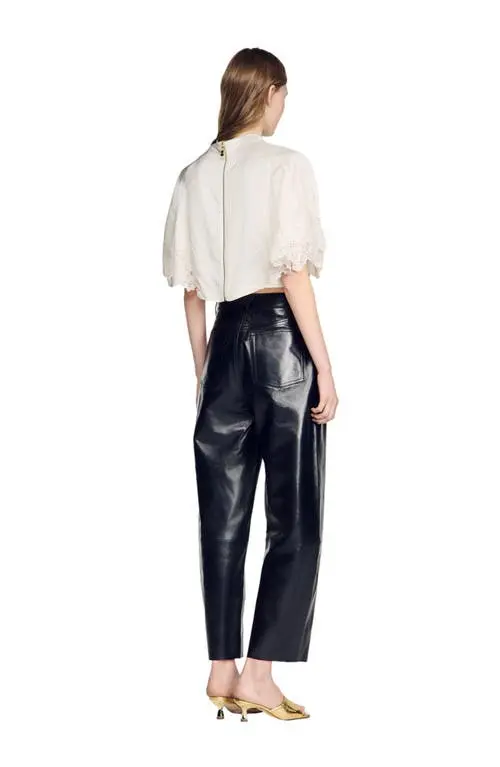 Sandro Satin Cape-effect Crop Top