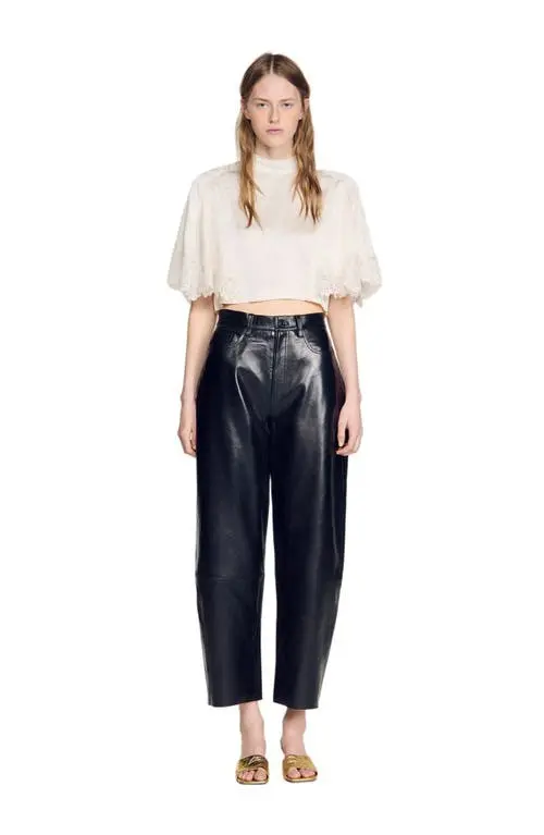 Sandro Satin Cape-effect Crop Top