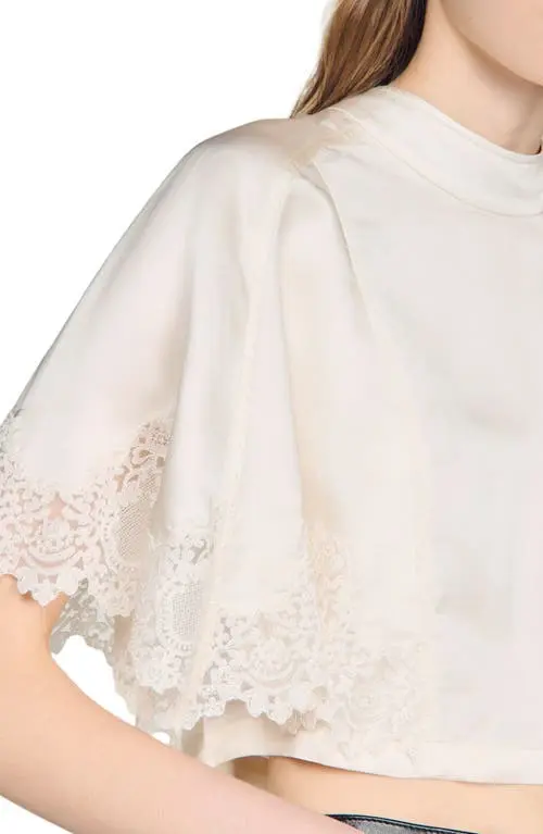 Sandro Satin Cape-effect Crop Top