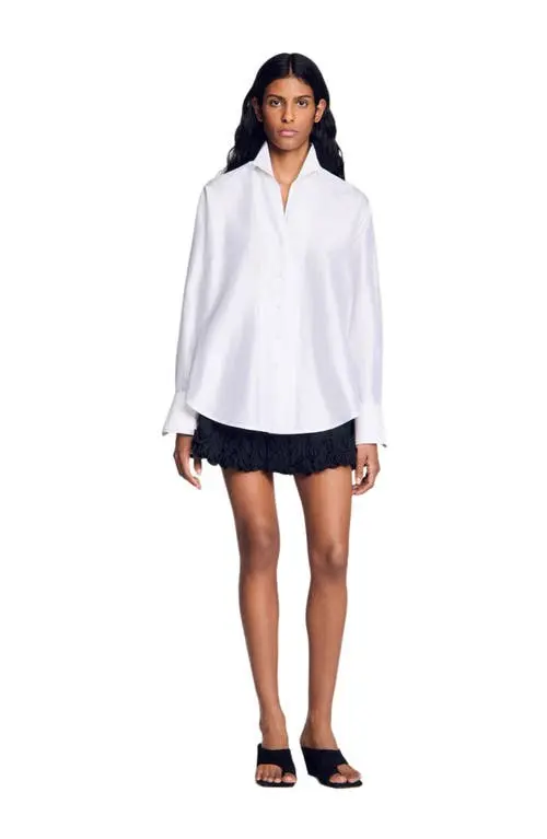 Sandro Oversized Silk Satin Shirt