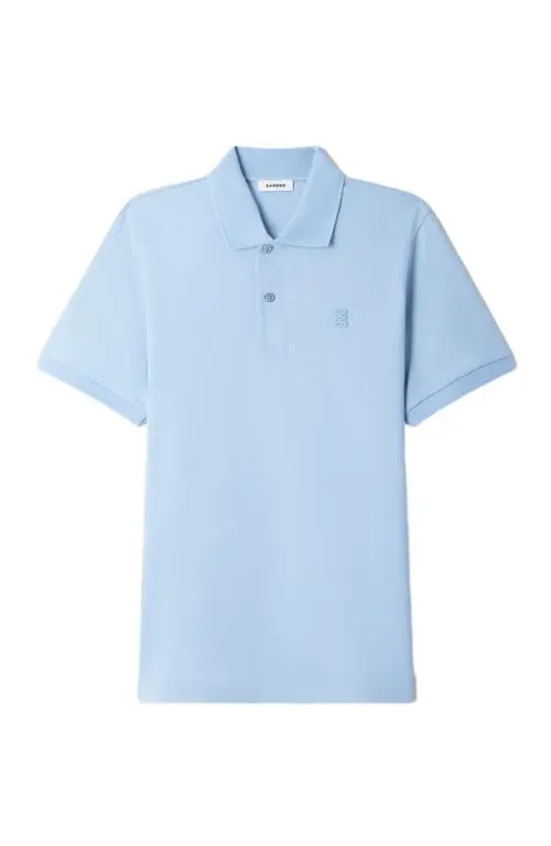 Sandro Cotton Polo Shirt With Leather Logo