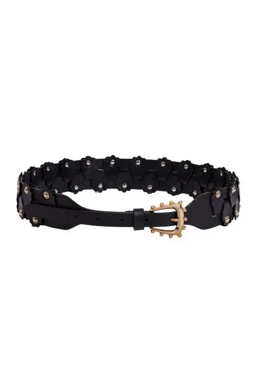 Sandro Interlaced Leather Belt With Studs - Black