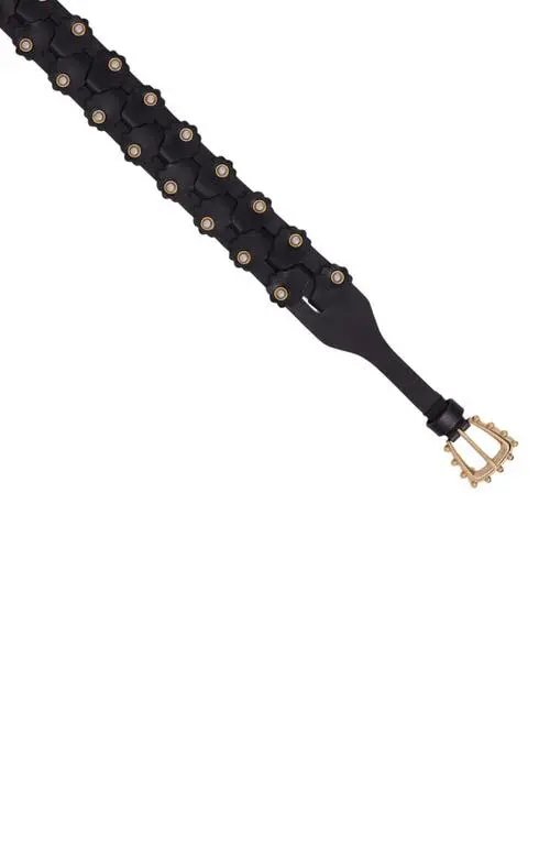 Sandro Interlaced Leather Belt With Studs