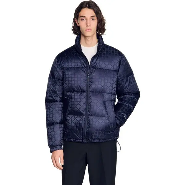 Sandro Water-repellent Cross-motif Puffer Jacket - Midnight Blue