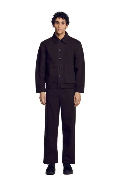 Sandro Denim Worker Jacket - Chocolate