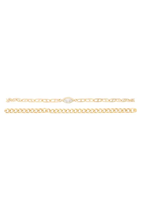 CUFFED BY NANO Marquise Bezel Dainty 14k Filled Bracelet Two Stack