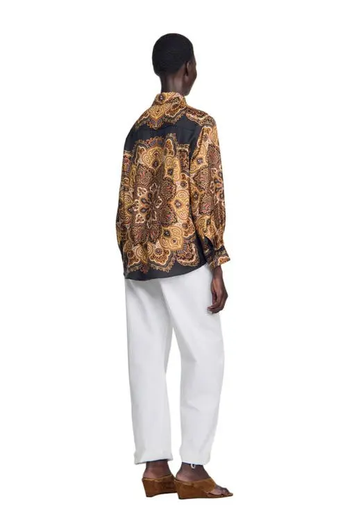 Sandro Scarf Print Silk Shirt