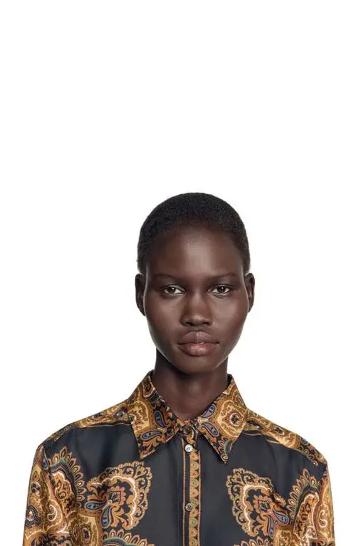 Sandro Scarf Print Silk Shirt
