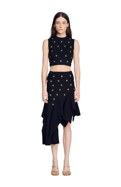 Sandro Studded Knit Skirt