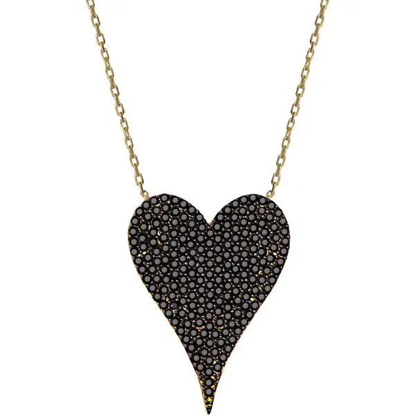 GEMMA AZZURRO Elongated Heart Necklace - Black