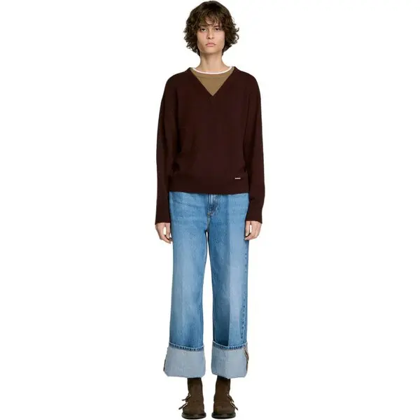 Sandro 2-in-1 Wool And Cashmere Sweater - Bordeaux