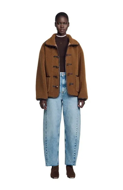 Sandro Short Faux Fur Coat - Brown