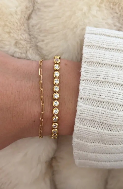 CUFFED BY NANO Bezel Set Cubic Zirconia Tennis Bracelet In Stainless Steel