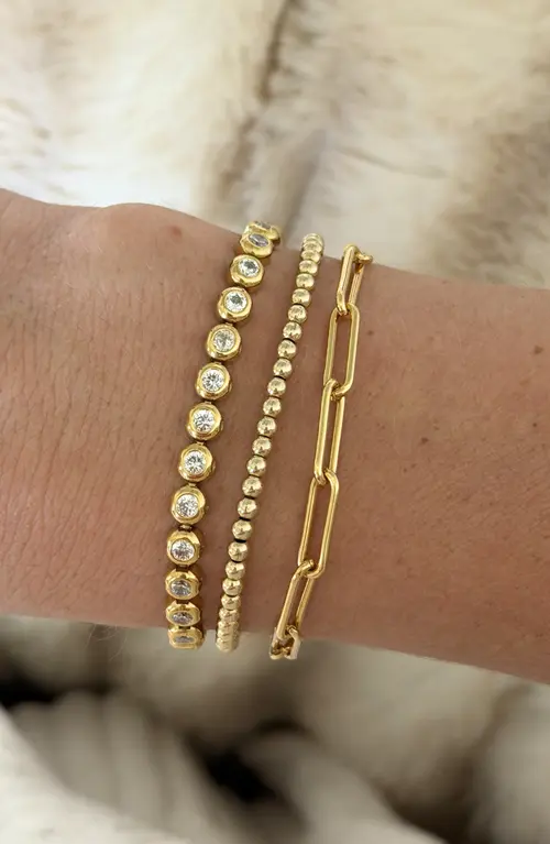 CUFFED BY NANO Bezel Set Cubic Zirconia Tennis Bracelet In Stainless Steel