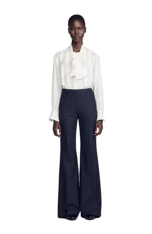 Sandro Wool Suit Trousers - Navy Blue