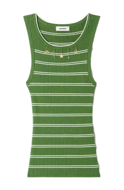 Sandro Striped Vest Top With Tassels