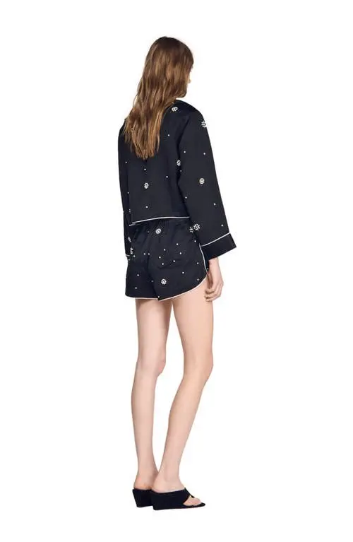 Sandro Beaded And Rhinestone Shorts