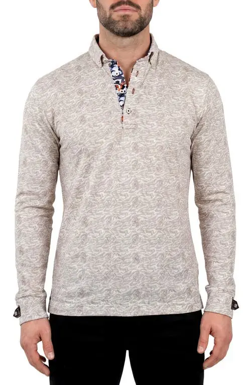 MACEOO Anima Long Sleeve Print Polo