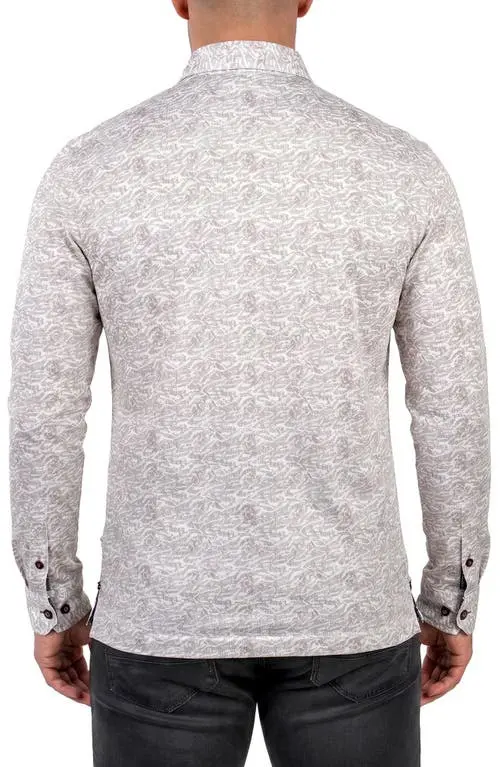 MACEOO Anima Long Sleeve Print Polo