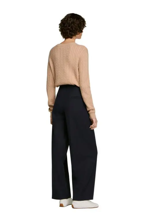 Sandro Buttoned Wide-leg Wool Trousers