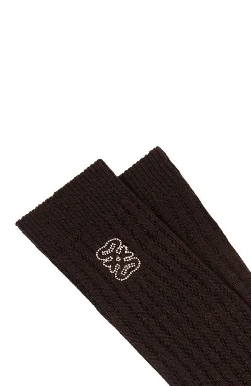 Sandro Ribbed Crew Socks With Embroidered Logo