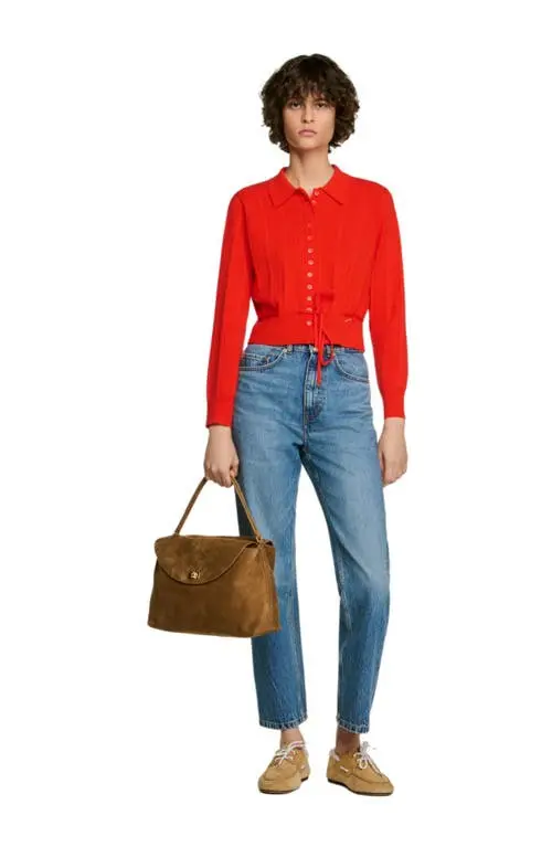 Sandro Le Grand Bazaar Suede Bag