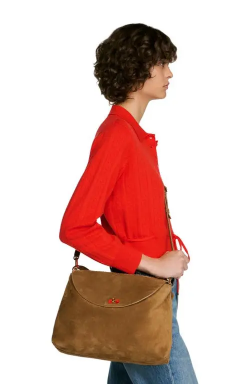 Sandro Le Grand Bazaar Suede Bag