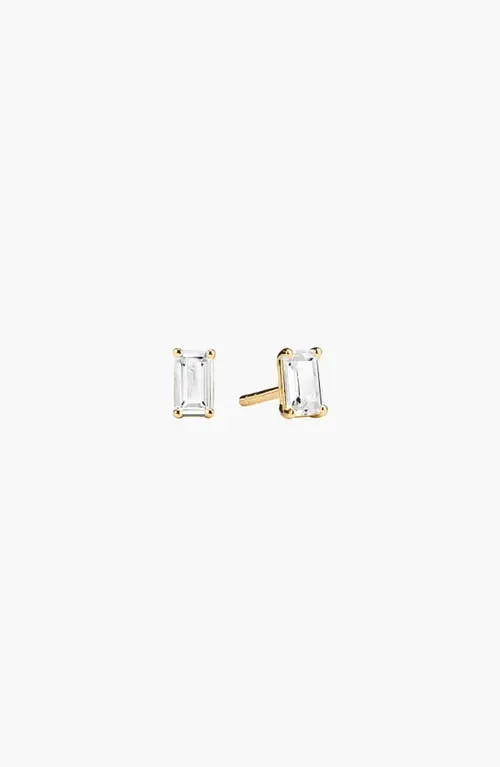 Mejuri Lab Grown Sapphire Emerald Cut Stud Earrings
