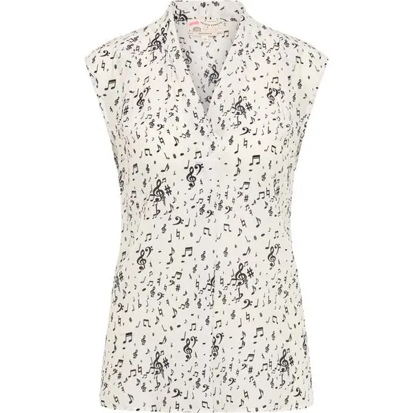MAISON COMMON Printed Silk Top - White/black