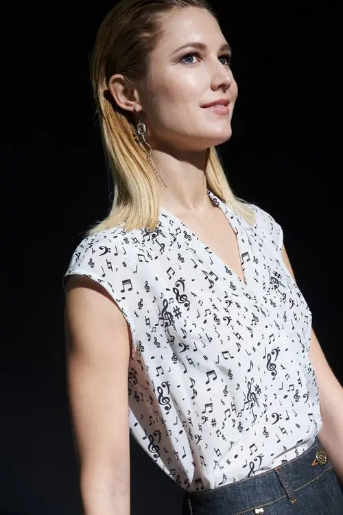 MAISON COMMON Printed Silk Top