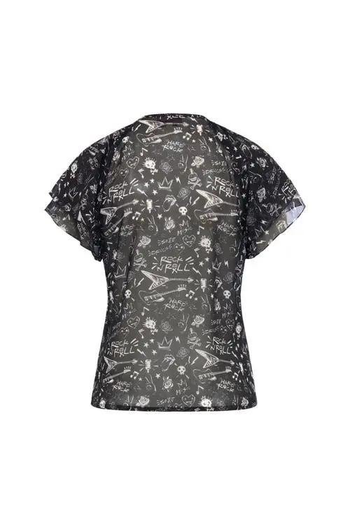 MAISON COMMON Printed Silk Geogette Blouse