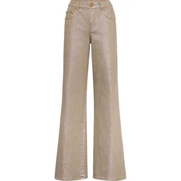 MAISON COMMON Shiny Silver Finish Bootleg Jeans