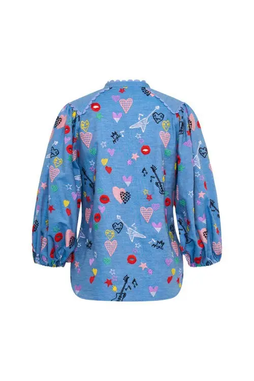 MAISON COMMON Embroidered Balloon Sleeve Blouse